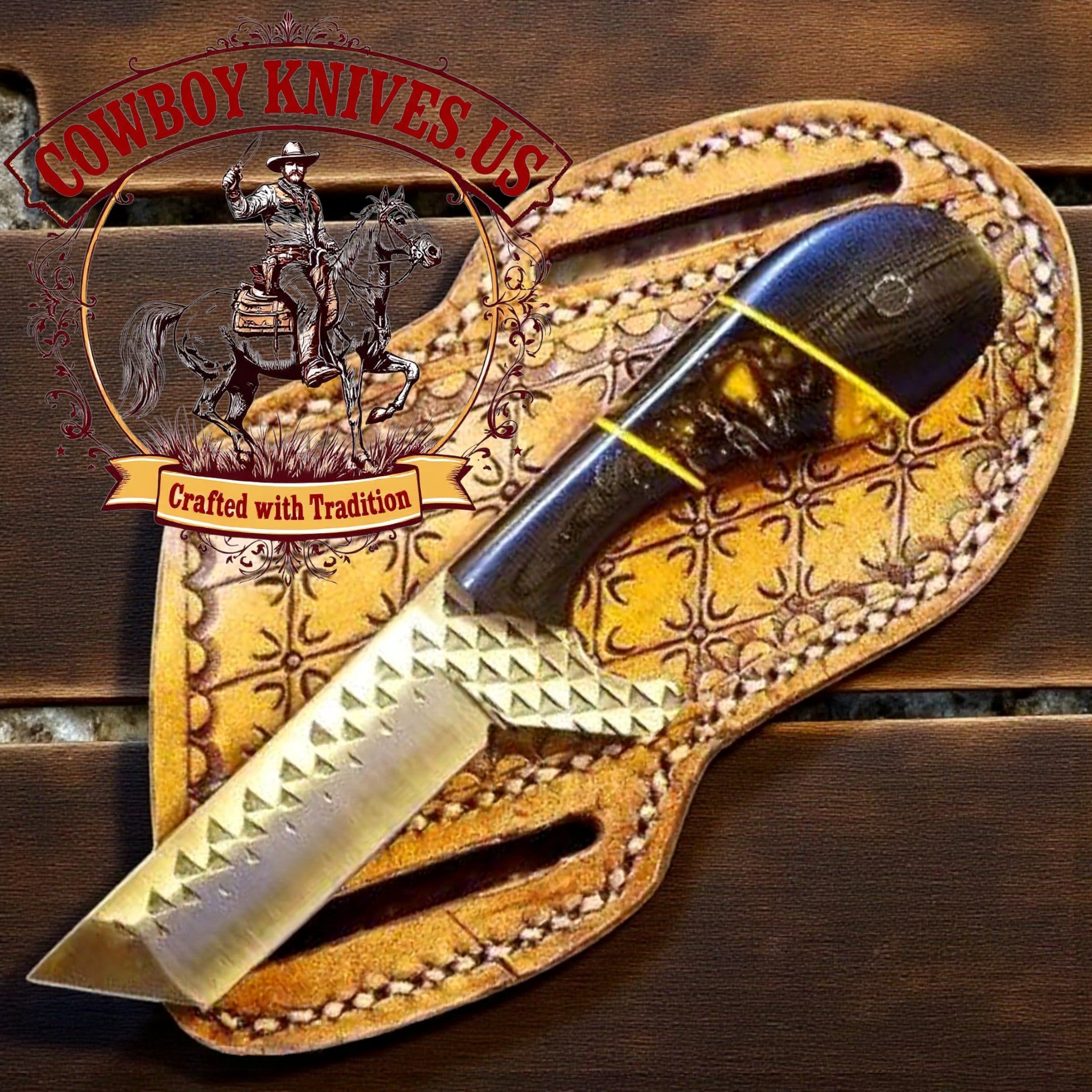 Calf Cutting Knife – 4" Rasp File Steel Blade, Horn & Resin Handle ...